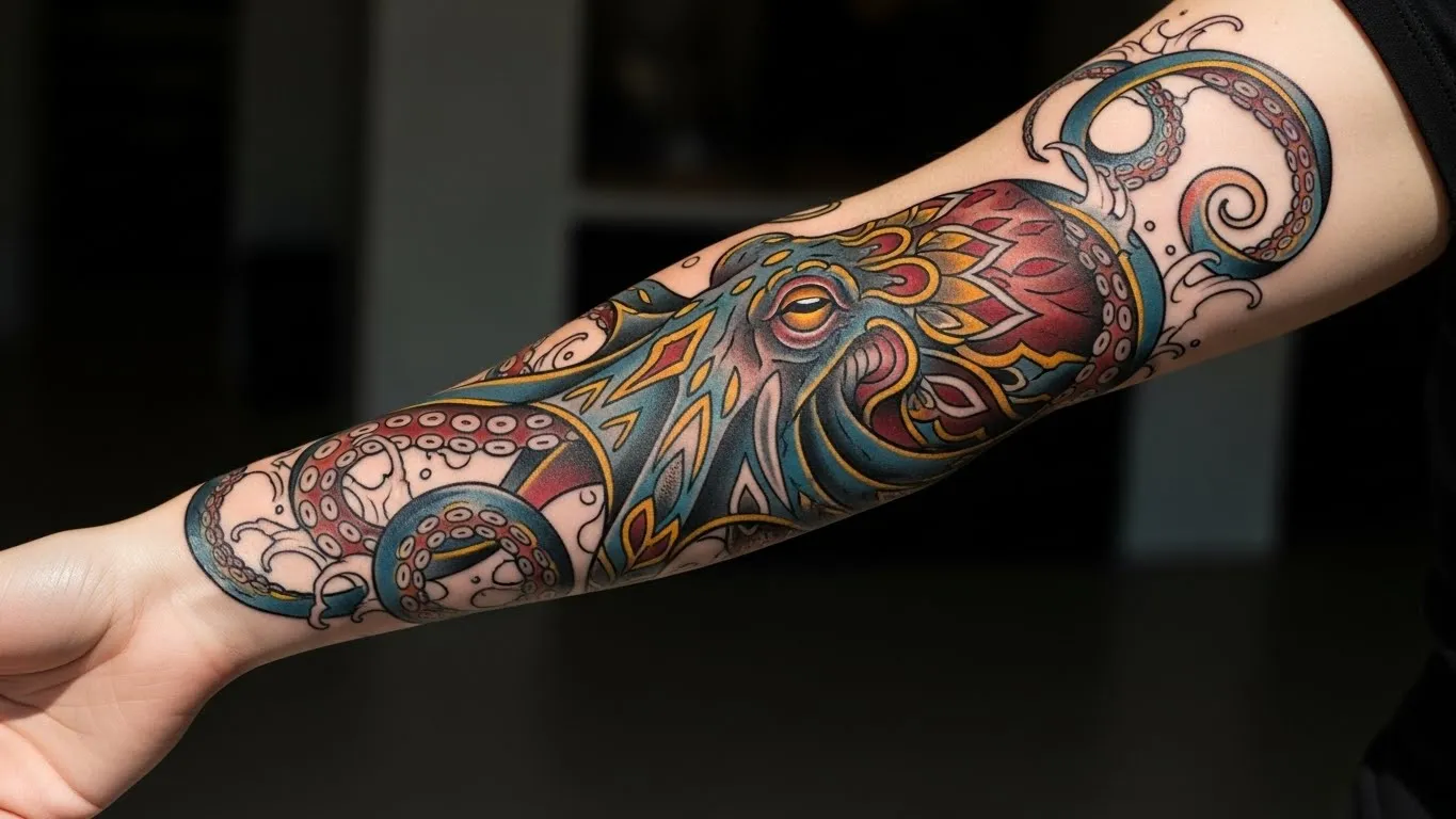 21 Neo Traditional Octopus Tattoos That Flow With Detail